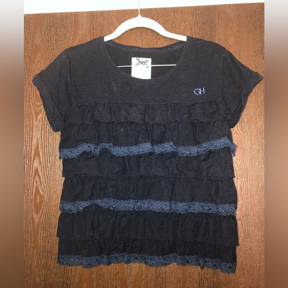 Gilly Hicks | Tops | Gilly Hicks Navy Lace Tiered Top Size S | Poshmark
